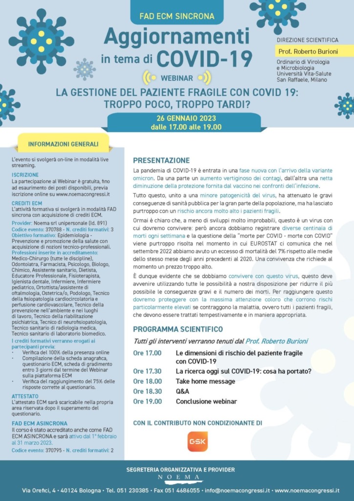 FAD ECM gratuita - La gestione del paziente fragile con Covid-19 ...